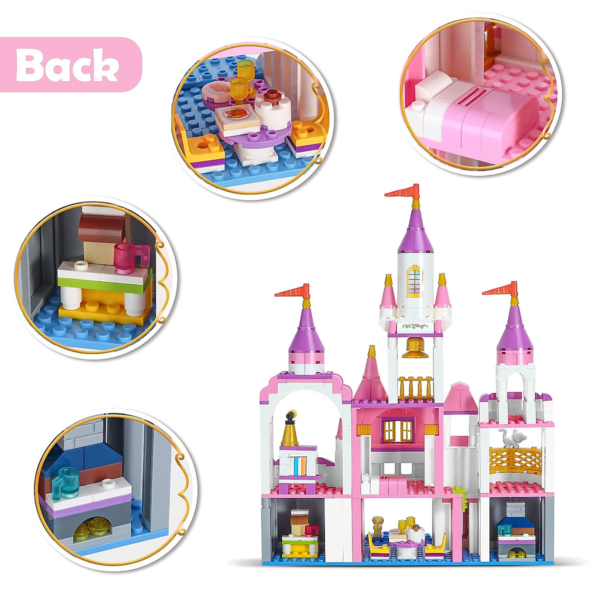 BRICK STORY Dream Girls Princess Castle with Carriage Building Blocks 516 Pieces Pink Castle Toys for Girls 6-12 Years Old Palace Creative STEM Building Toys Gift for Kids Birthday Christmas