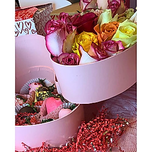 UNIKPACKAGING Premium Quality Heart Shaped Flower Box, Gift Boxes for Luxury Flower and Gift Arrangements, with Lids, Size 9x8x6.5, for Luxury Style Flower Arrangements (Pink)