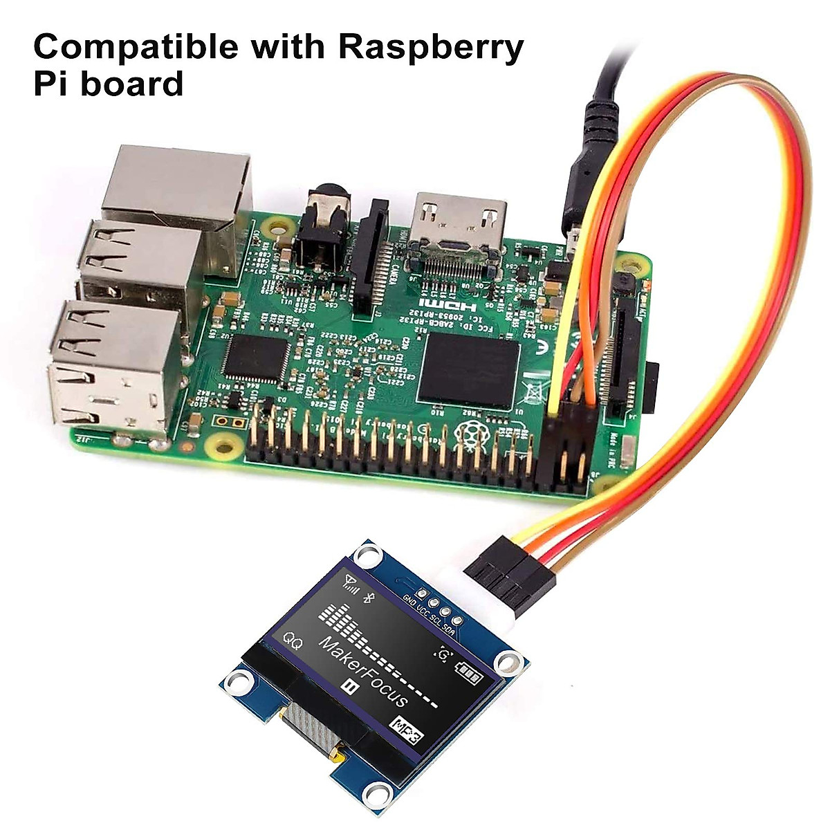 MakerFocus 2pcs OLED Display Module I2C 128x64 1.3 Inch Display Module SSD1106 White with Pins Compatible with Arduino/Raspberry Pi/ESP32