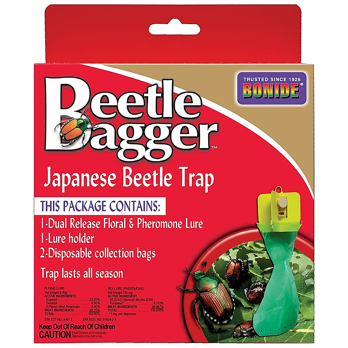 Bonide Beetle Bagger Japanese Beetle Trap Kit for Indoors and Outdoors, 2 Disposable Collection Bags Included