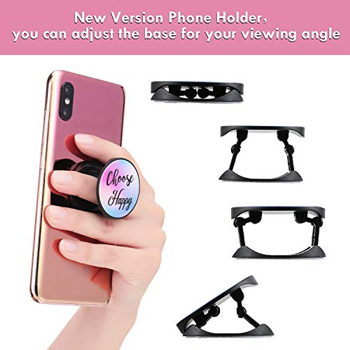 6 Pieces Foldable Expanding Stand Holder Inspirational Quote Phone Grip Socket Holder Finger Stand Holder Kickstand Grip for Smartphone and Tablets