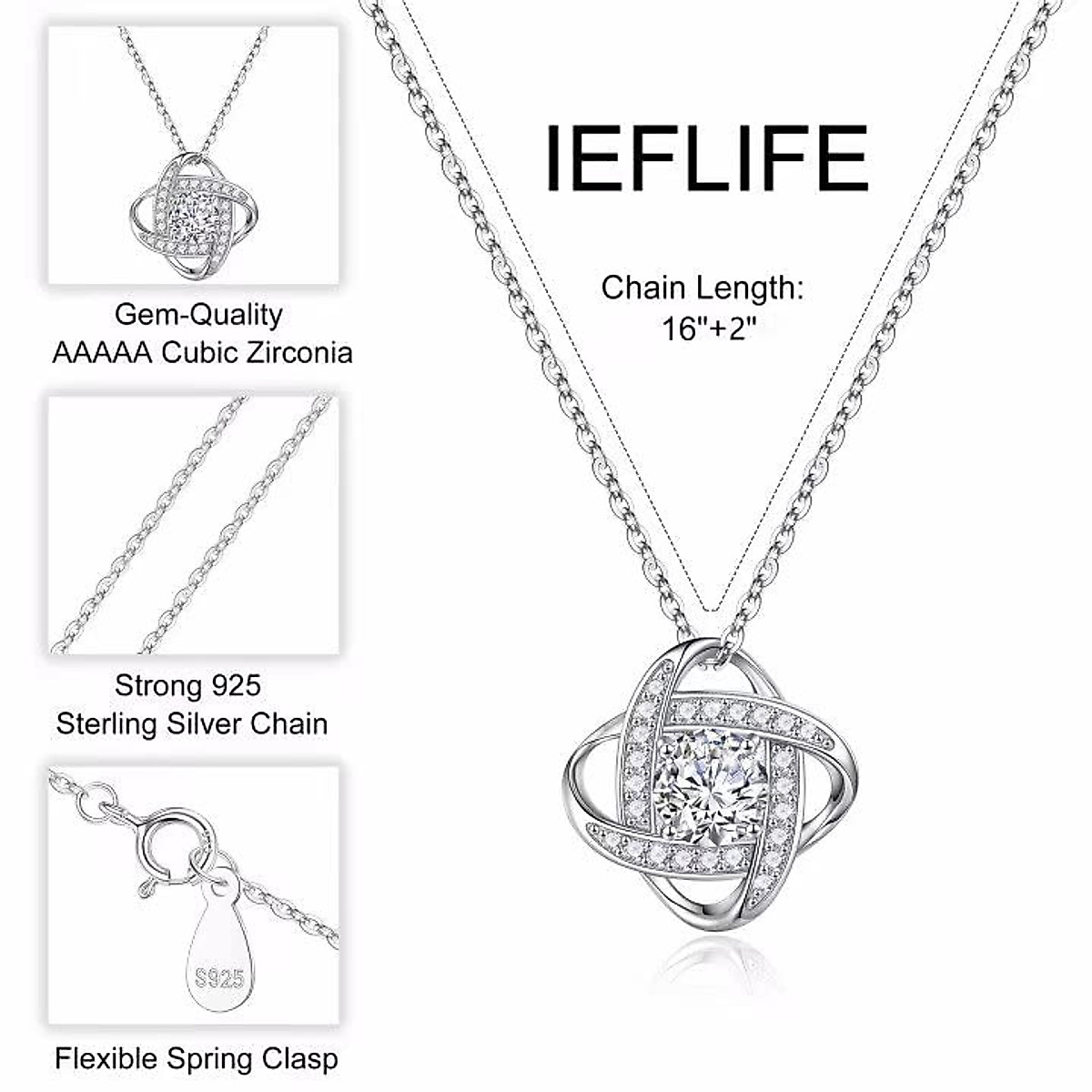 IEFLIFE Aunt Nieces Gifts Aunt Nieces Necklace, 925 Sterling Silver Love Knot Pendant Necklace Auntie Jewelry Mothers Valentines Day Christmas Gifts for Aunt Niece Birthday Present
