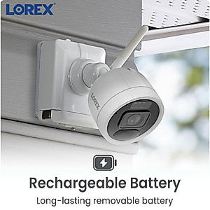 Lorex 2K Security Camera System with 32GB NVR – 8 Channel Battery Operated Wire Free Home Security System with 4 Cameras – Active Deterrence, Person Motion Detection, Weatherproof Outdoor & Indoor