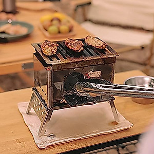 Camp Tent Stove - Portable Wood Burning Camp Heater | Compact Stainless Steel Backpacking Burner, Camping Stove for Tent, Cooking, Fishing, Home Heating Wynott