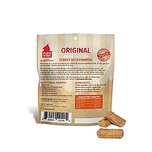 PLATO Turkey Real Strips Natural Dog Treats - Real Meat - Air Dried - Made in the USA - Turkey & Pumpkin, 3 ounces