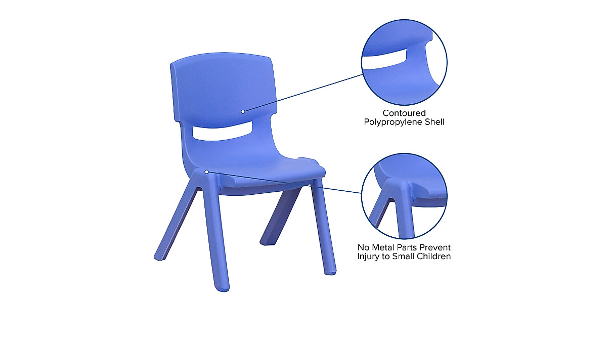 EMMA + OLIVER Stackable Blue School Chair - 4 Pack