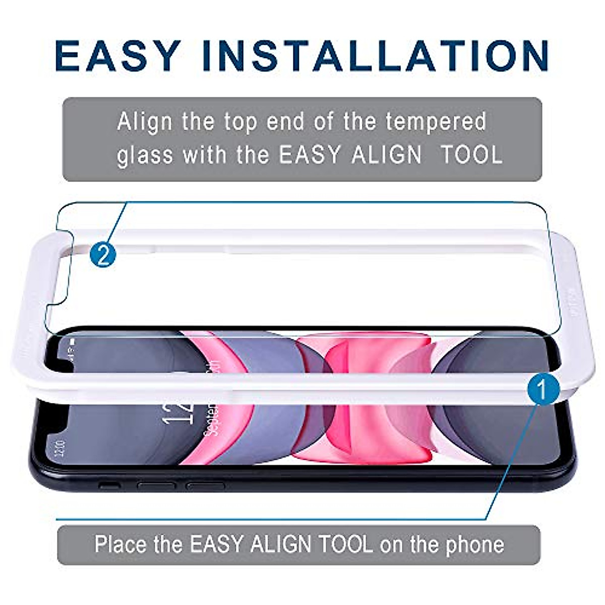 Arae Screen Protector for iPhone Xr/iPhone 11, HD Tempered Glass, Anti Scratch Work with Most Case, 6.1 inch, 3 Pack
