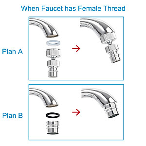 Hibbent 2 PACK Dishwasher Faucet Adapter, Dishwasher Snap Adapter Connection, One with Swivel Ball Joint and The Other One with Faucet Aerator, 15/16-27Male Outside and 55/64-27Female Inside, Chrome