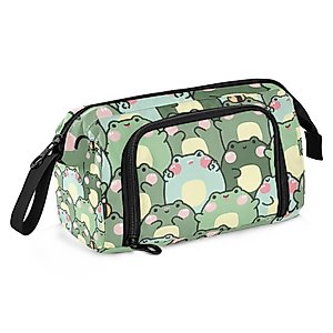 Glaphy Cute Kawaii Frog Pencil Case Large Capacity Pencil Pouch Bag Zipper Storage Stationery Bag for Office College School