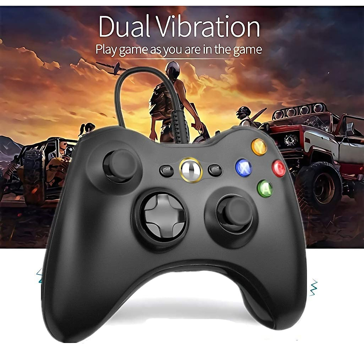 Rzzhgzq 2PACK Wired Controller for Xbox 360 Controller PC Windows 10/8/7 Controller Gamepad Joystick for Xbox 360&360Slim (Black+White)