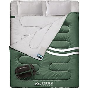 IFORREST Double Sleeping Bag for Adults - 2 Person Cold Weather(3-4 Seasons) Camping Bed, Extra-Wide & Warm - Queen Size XL
