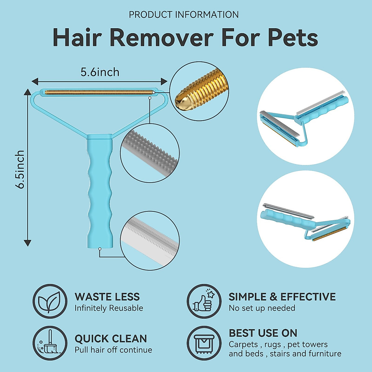 Pet Hair Remover,Deep Cleaning Dog Cat Hair Remover,Lint Cleaner Pro,Fur Removal Tool,Portable Carpet Scraper Rake,Fuzz Hairball Shaver Brush for Carpet,Car Mat,Couch,Pet Bed,Furniture,Rug(1Pcs)