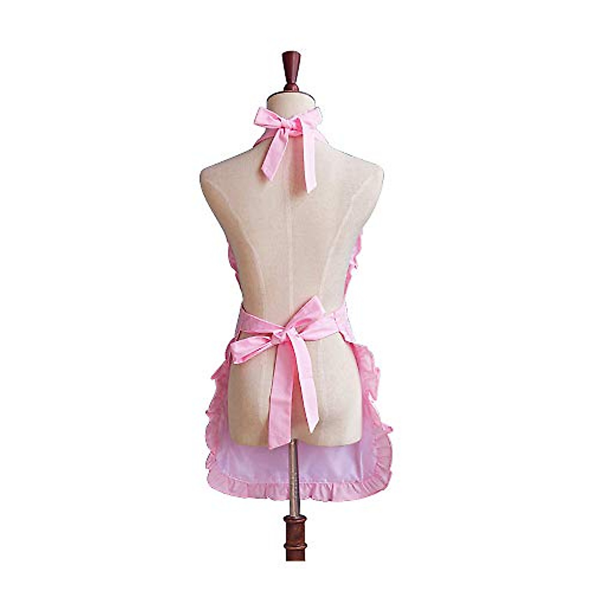 Cute Girls Bowknot Lady's Kitchen Restaurant Women's Cake Apron Fashion Funny Aprons for Christmas Gift (Pink)
