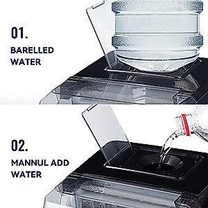 EUHOMY Ice Maker Machine Countertop, 2 Ways to Add Water,45Lbs/Day 24 Pcs Ready in 13 Mins, Self-Cleaning Portable Compact Ice Cube Maker with Ice Scoop & Basket, Perfect for Home/Kitchen/Office/Bar