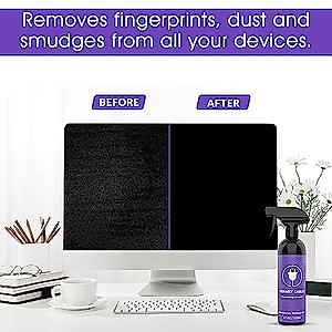 Swanky Computer Screen Cleaner Kit: Electronic Cleaner Spray 17oz + 2 Microfiber Cleaning Cloth For TV, iPad, iPhone, Monitor, PC, Laptop Screens