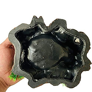 PINVNBY Resin Reptile Platform Artificial Tree Trunk Reptile Tank Decor Food Water Dish Bowl for Bearded Dragon,Lizard, Gecko, Water Frog,Snake
