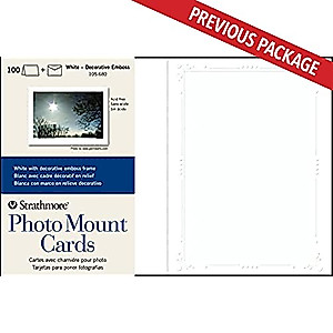 Strathmore 105-680 Photo Mount Cards, White Decorative Embossed Border, 100 Cards & Envelopes