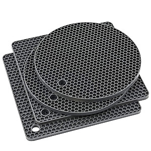 Nstezrne Silicone Trivets for Hot Dishes, Trivet Mat Hot Pads for Kitchen, Silicone Pot Holders for Kitchen, Trivets for Hot Pots and Pans, Heat Resistant Mats for Quartz Countertops, Set 4 Dark Gray