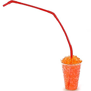 12 Pieces Flexible Drinking Straws Extra Long Plastic Straws for Camping Limited Mobility Situations Dishwasher (Red, 28 Inches)