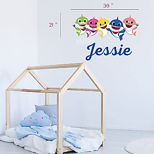 Shark Multiple Font Custom Name and Initial Nursery Wall Decal Vinyl Sticker | Home Décor | Custom Kids Room Decal | Bedside Decals | Children’s Room| Car | Laptop