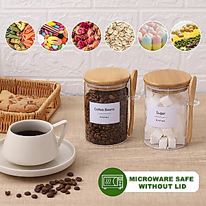 Sugar Jar Bath Salt Container – 17 oz Glass Jar with Bamboo Lid and Spoon, Sugar Cube Holder and Canister for Countertop, Glass Containers for Coffee Beans, Tea and Overnight Oats (4 Pack)