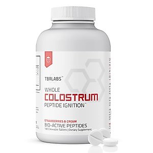 Bovine Colostrum Chewable Tablets - TBR Labs - with Immunoglobulins and Lactoferrin - for Immune & Gut Health, USA Sourced, 100% First Milking - Strawberries & Cream - 180 Tablets (90 Servings)