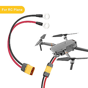 PNGKNYOCN XT60 to O Ring Terminal Cable,14AWG XT60 Male to O Ring Terminals Extension Power Cable for Solar Panel Kit and Battery Charge(0.3M/1FT)