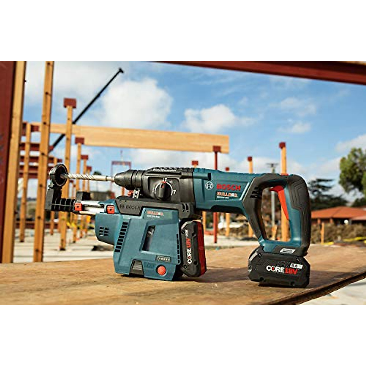 BOSCH GBH18V-26DK26GDE 18V EC Brushless SDS-plus Bulldog 1 In. Rotary Hammer Kit with Mobile Dust Extractor and (2) CORE18V Batteries