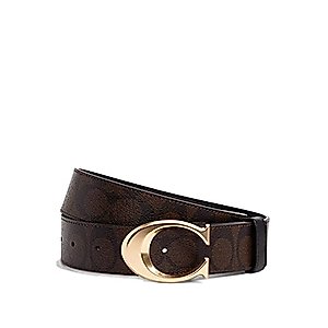 Coach Womens Signature Buckle Belt, 38mm (Chestnut Black, Medium)