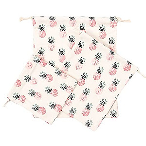 RUIH Pineapple Pattern Canvas Double Drawstring Pouches Muslin Bags Gift Bags Sacks Sachet Bags for Jewelry Candy Favors Wedding Birthday Party (5.5x6.3/1 Bag)