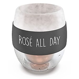 GALVANOX Freezer Chilled Stemless Wine Glass, Double Walled Insulated Frozen Chiller Cup (8.5oz) Fun Wine Lover Gift for Women/Her Rose All Day (Gift Boxed)