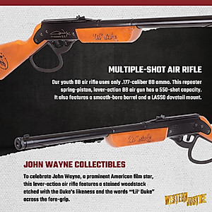 Western Justice John Wayne Lil' Duke BB Gun, Fun Collectible Rifle for Shooters of All Ages, .177 Cal