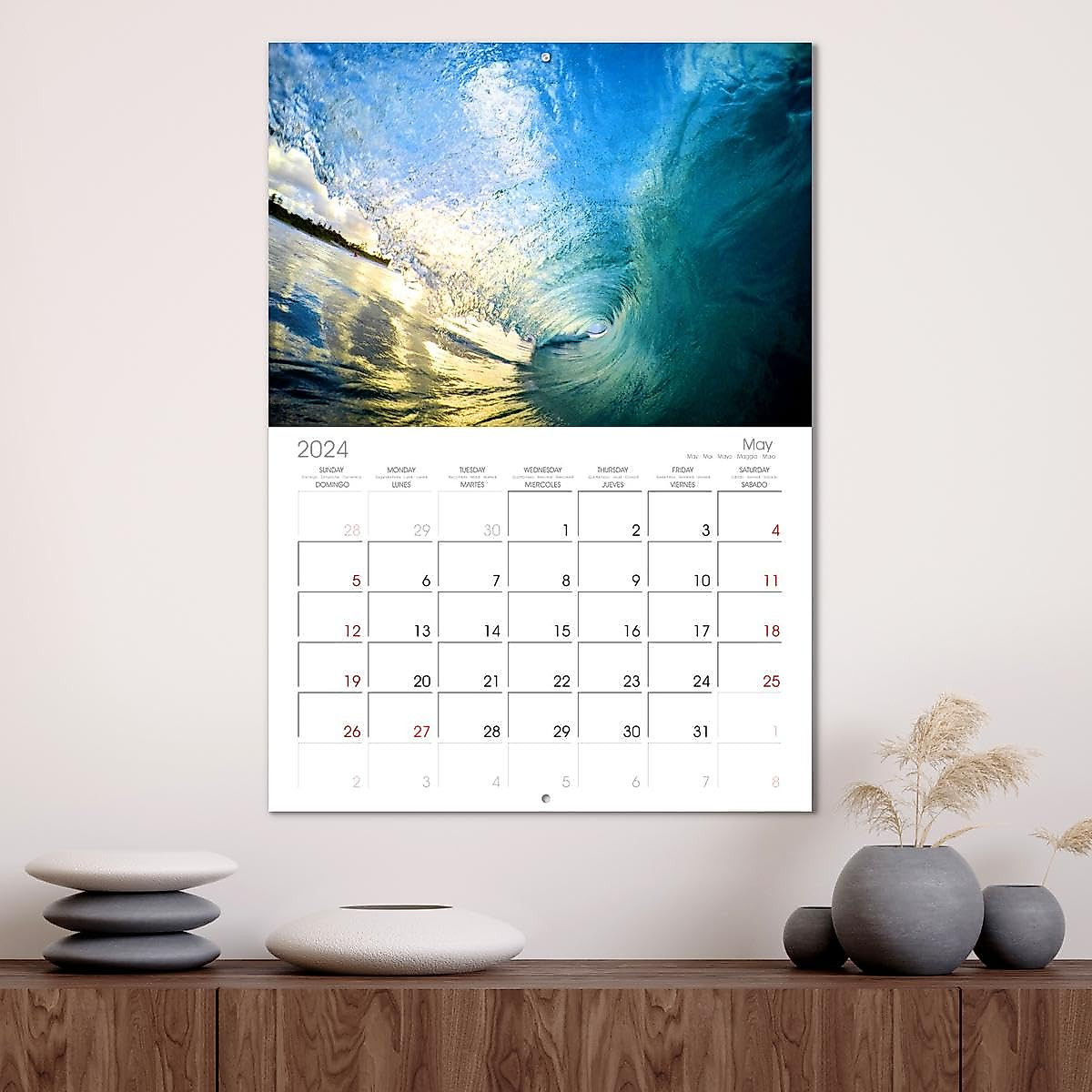 Surfen - from Inside the Barrel (Monthly Wall Calendar 2024 11.7" x 16.5" (open)), CALVENDO 14 Month Calendar