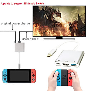 QCEs USB C to HDMI Adapter, USB-C Digital AV Multiport Adapter 4K HDMI Video Output USB 3.0 PD Charging Converter Hub Compatible with Thunderbolt 3/4 iPhone 15 Pro Max, MacBook Pro, iMac