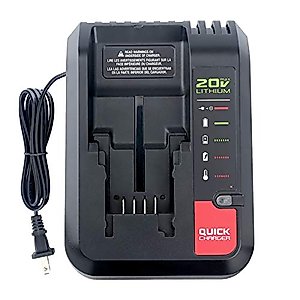Qbmel PCC692L 20V Max Fast Battery Charger for Black+Decker 20V MAX Lithium Slide Battery LBXR20 LBXR2020 LBX4020 LCS1620 Porter-Cable 20V MAX PCC685L PCC685LP PCC680L PCC682L