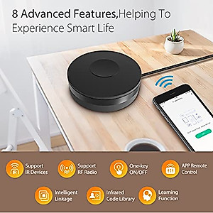 Smart IR RF Universal Remote: Infrared WiFi Remote Controller, IR/RF Smart Home Hub, IR Emitter and RF Blaster for Fan AC TV DVD, Tuya/Smart Life App Control, Compatible with Alexa Google Assistant