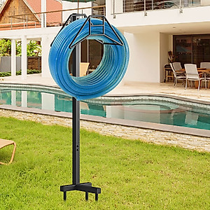 Surprizo Heavy Duty Metal Hose Storage Rack, Black, Sturdy & Waterproof, Freestanding, 45" Total Height, Easy to Install and Move