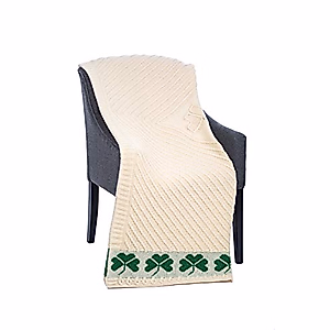SAOL Shamrock Aran Throw Irish Blanket 100% Merino Wool 45''x 68'' (114 x 173 cm)