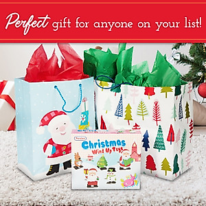 PREXTEX Christmas Wind up Stocking Stuffers- Santas and Snowmen Wind up Stocking Stuffers - Christmas Toys - 2 Santas, 1 Snowman, and 1 Reindeer.