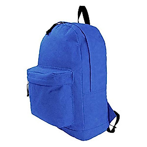 K-Cliffs Classic Bookbag Basic Backpack Simple School Book Bag Casual Student Daily Daypack 18 Inch with Curved Shoulder Straps Royal Blue