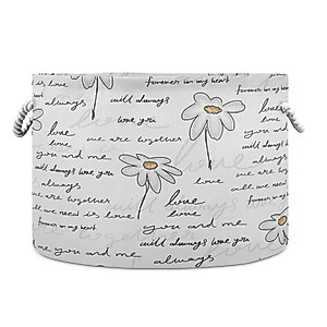 Kigai Cotton Rope Basket Love Daisy Flower Large Storage Basket for Toys Blanket Baby Laundry Basket for Nursery, Closet, Bedroom, Home Organization