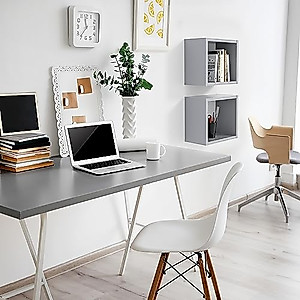 Kaboon Square Cube Floating Shelves Set2, Display Shelves Wall Mount 7.75" D x 12.5" W x 12.5" H, (Gray, 2 Cubes)