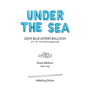 PartyForever UNDER THE SEA Balloons Banner Light Blue Mermaid Birthday Party or Baby Shower Decorations Sign Ocean Themed