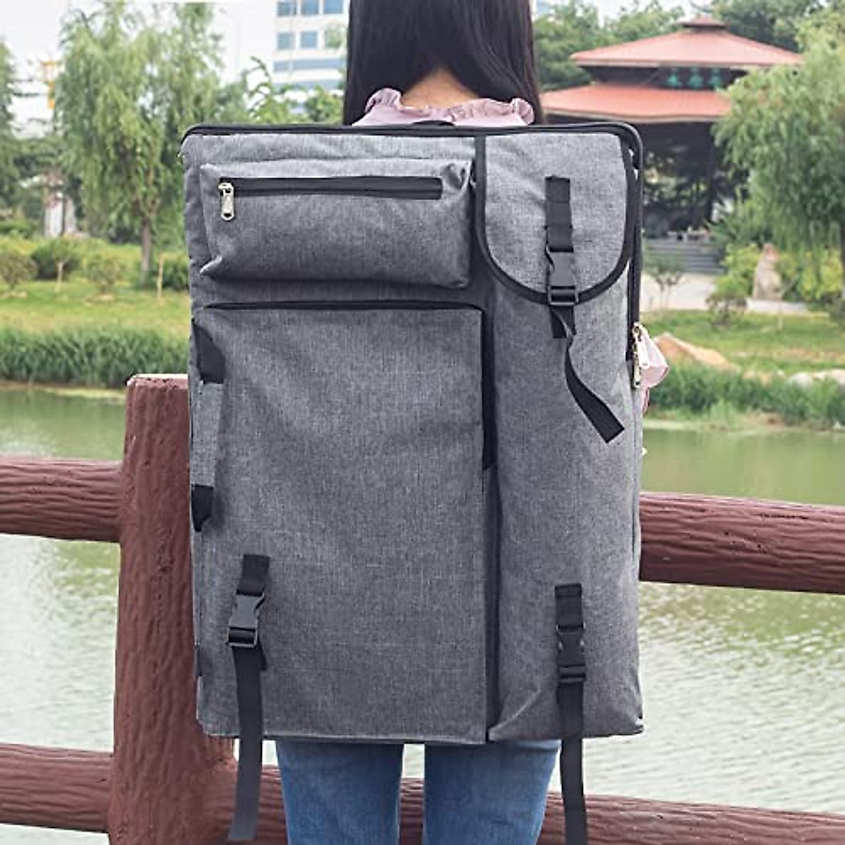 Art Portfolio Case Artist Backpack Canvas Bag Waterproof Artist Drawing Board Bag Multifunctional Large 4K Tote Bag Portable Carry Case Bag for Drawing Board Pigment Box Palette Sketch-Paper