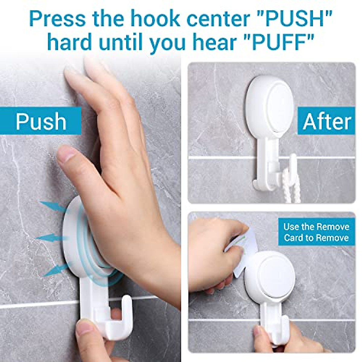 LUXEAR Shower Caddy Suction Cup NO-Drilling Removable Shower Shelf Powerful Heavy Duty Hold up to 22lbs with pack suction shower hooks replacement hooks