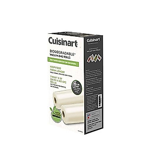 Cuisinart Universal BIODEGRADEABLE Vacuum Food Saver Sealer Bags (VSB-BD82C), 2-Pack, 8" inch x 10’ ft. Rolls, BPA Free, Microwave & Freezer Safe, Keep Food Fresh Longer