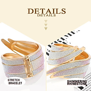 ELABEST Stylish Alloy Bracelet Colorful Cuff Bracelets Stretch Bracelets Wing Bracelets Sparkly Hand Chain Wedding Parties Jewelry Accessories for Women (Colorful)