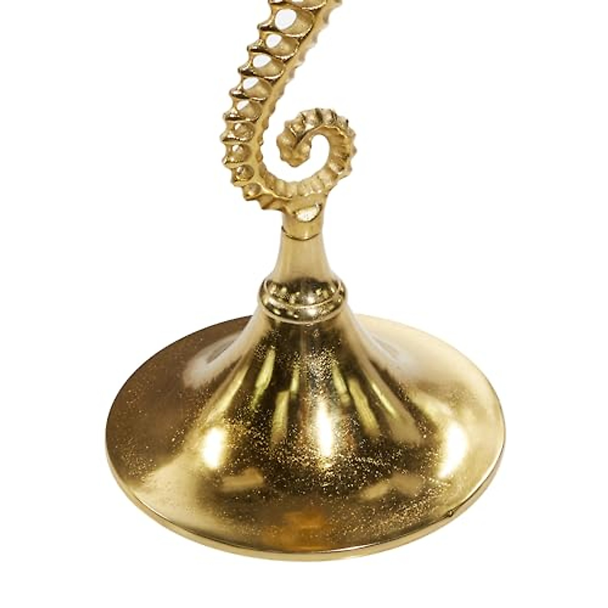 Deco 79 Aluminum Metal Sea Horse Side End Accent Table End Table with Black Marble Table Top, Side Table 13" x 13" x 25", Gold