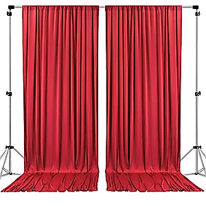 10 ft x 10 ft Wrinkle Free Red Backdrop Curtain Panels, Polyester Photography Backdrop Drapes, Wedding Party Home Decoration Supplies
