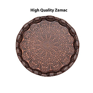 COPPERLOOM Serving Tray Ottoman Tray Decorative Trays for Coffee Table Eating Trays for Living Room Tea Coffee Large Serving Round Small Gold Silver Antique Black Green Metal Tray Home Decor (Copper)